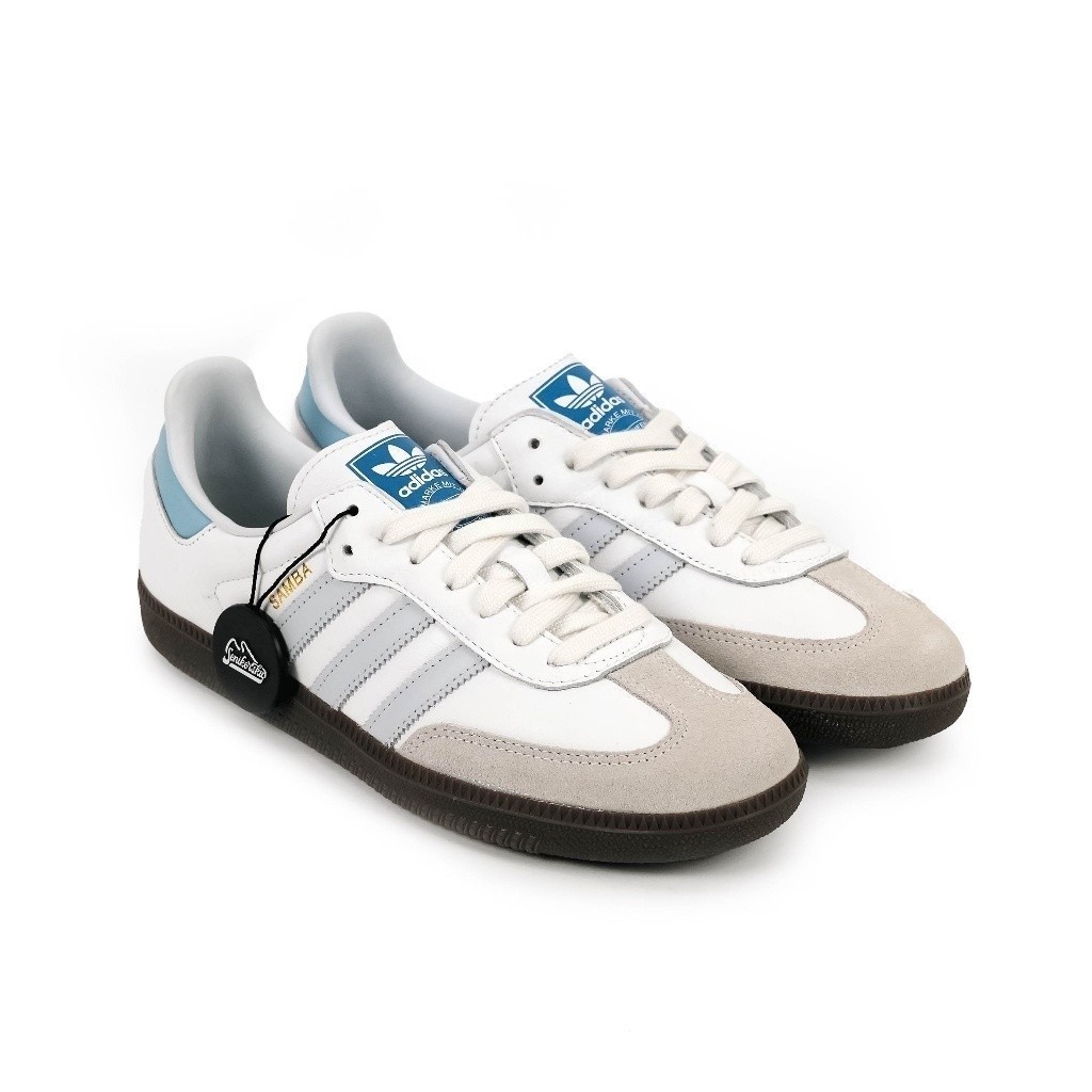 Samba OG White Halo biru lelaki dan wanita kasut | Shopee Malaysia
