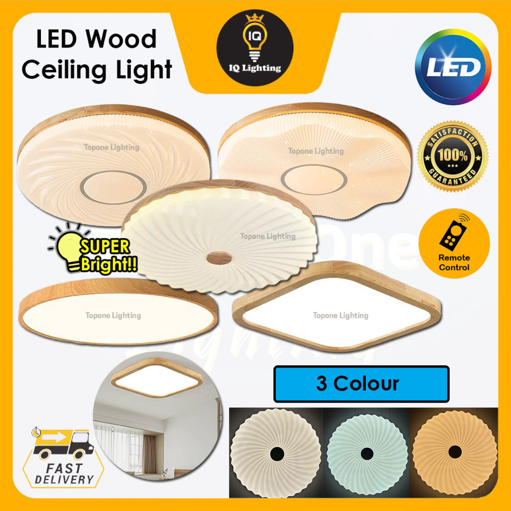 NEW LED Wood Ceiling Light Nordic Wooden Ceiling Lamps Living Room ...