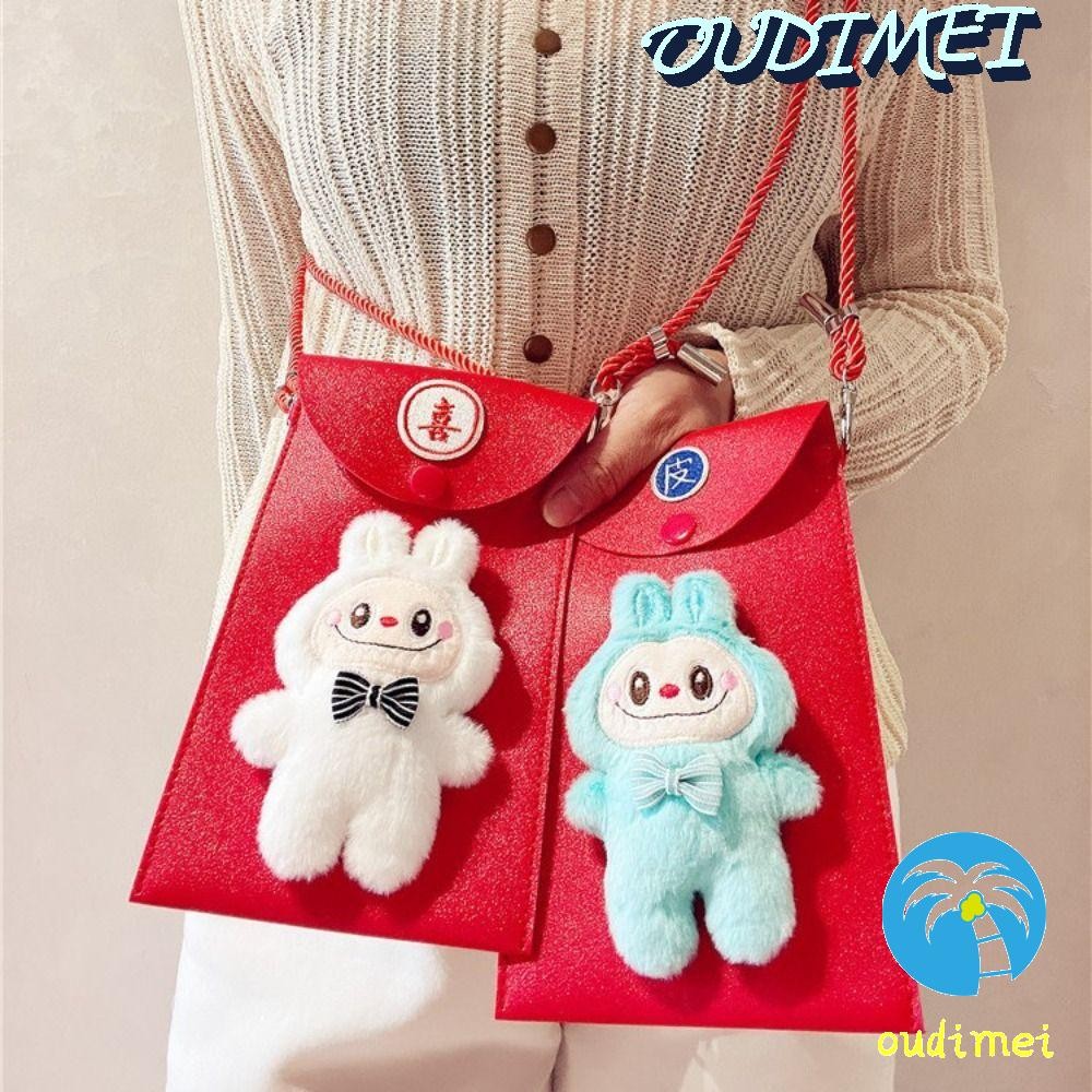 OUDIMEI Labubu Red Packet, Cross Body Plush Labubu Lucky Money Pockets ...
