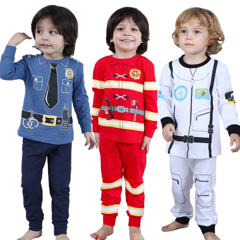 Pajamas for Kids Boy Police Costume Girls Fireman Sleepwear Children ...