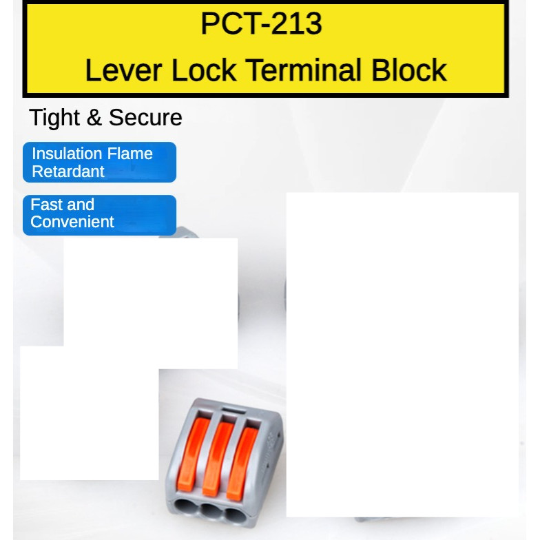 PCT-213 Lever Lock Terminal Block (Three Hole) 杠杆快速接线端子 （三孔） | Shopee ...