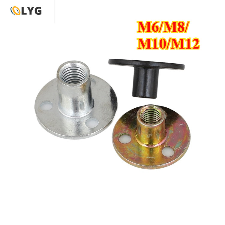 [LYG-X] M6/m8/m10/m12 Iron Plate Nut Sofa Foot Locking Nut Galvanized Three-Hole Nut Nut ...