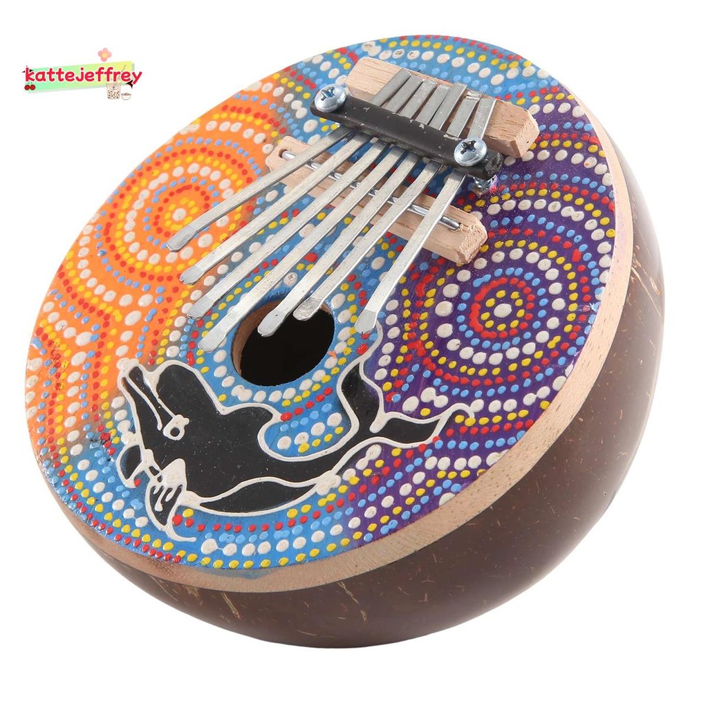 7 Key Tuneable Coconut Shell Mbira Portable Kalimba Adjustable Finger ...
