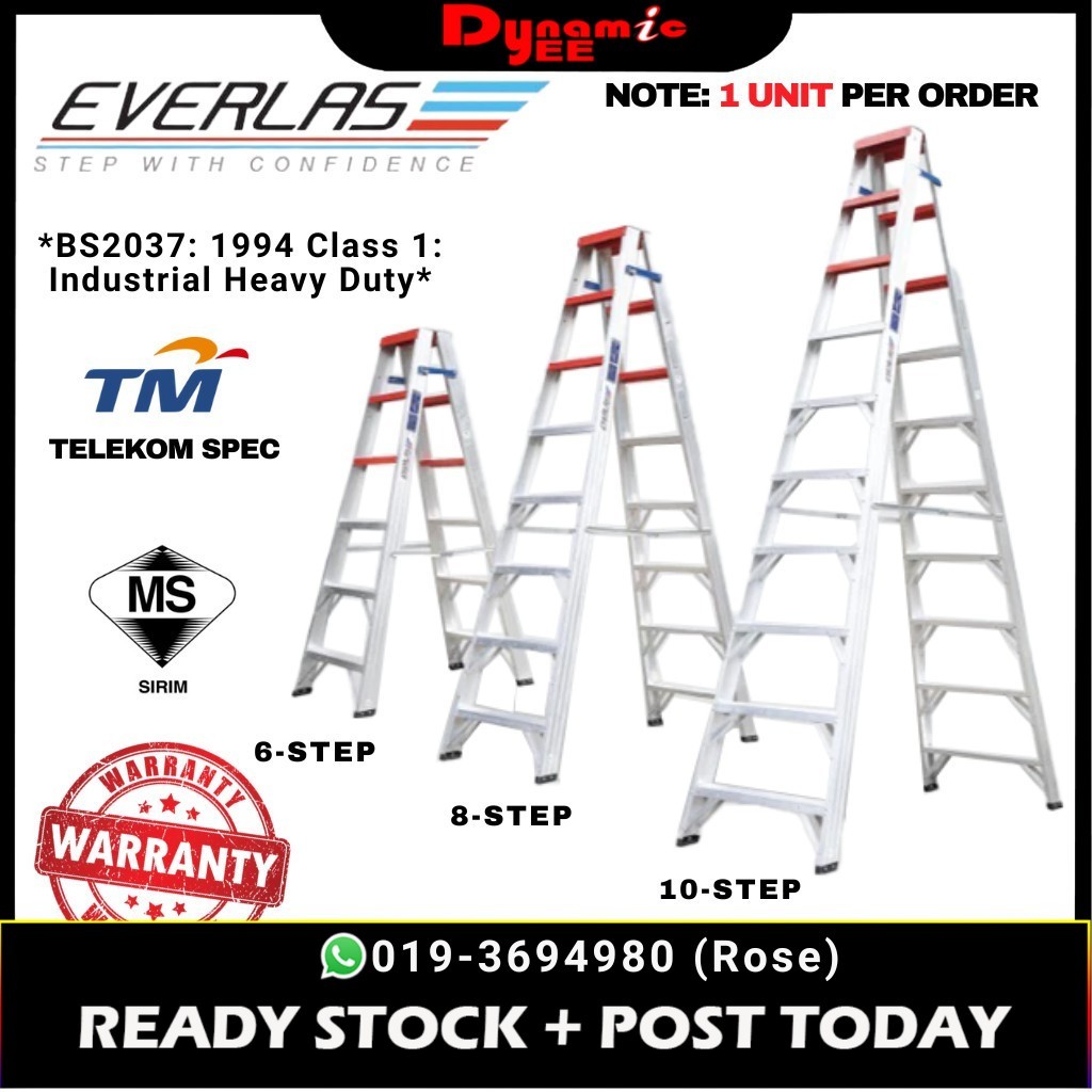EVERLAS Ladder A-type (DOUBLE SIDED) BS2037: 1994 Class 1 Industrial 6 ...