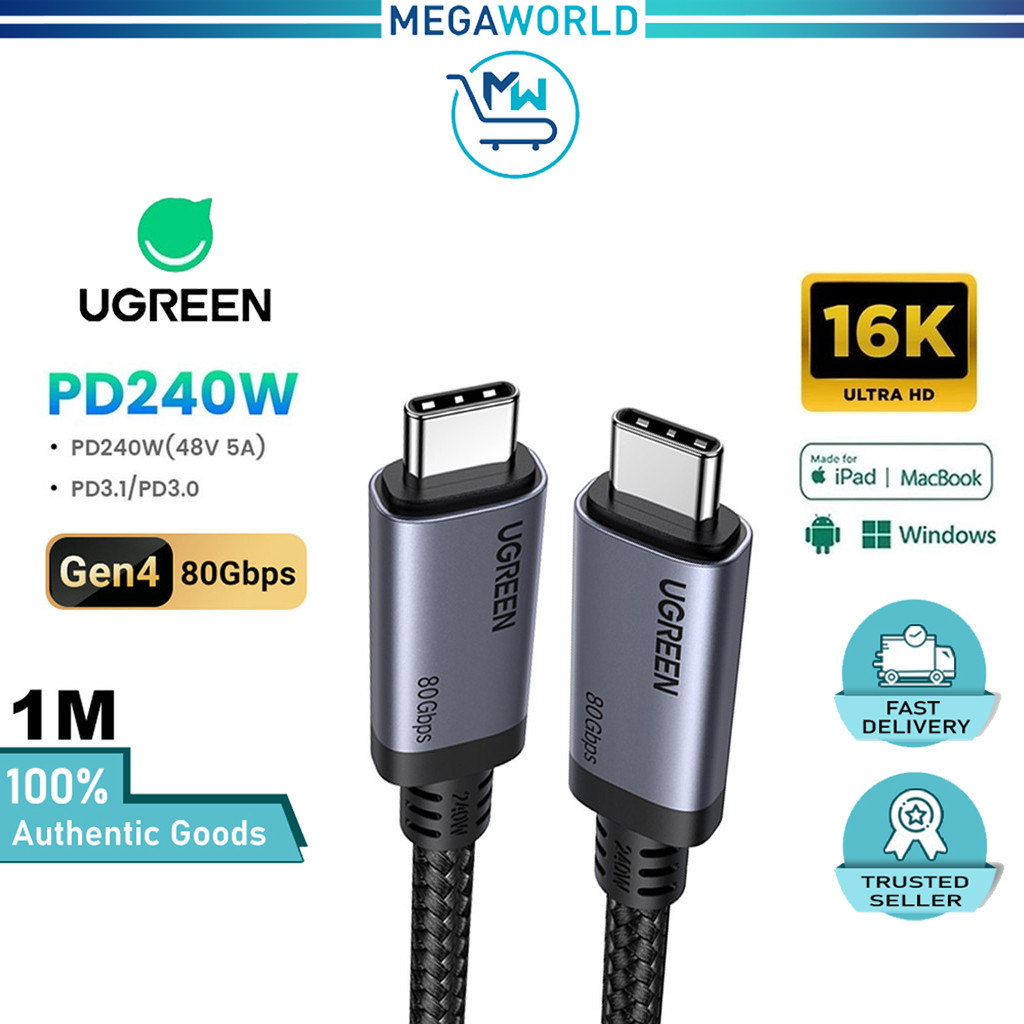 UGREEN PD 240W USB C to USB C Cable USB4 Gen4 Data 80Gbps Video Display ...