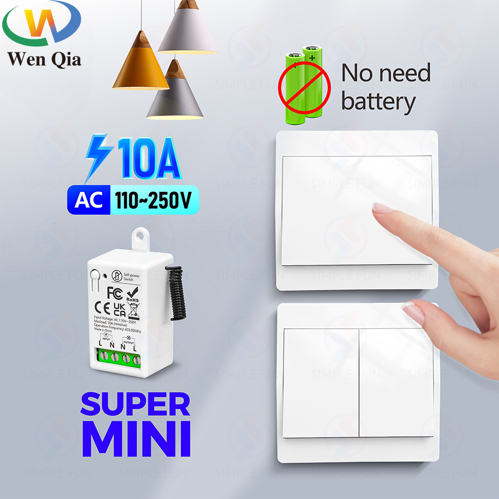 Mini Wireless Remote Control Light Switch 110V 220V 230V No Battery ...