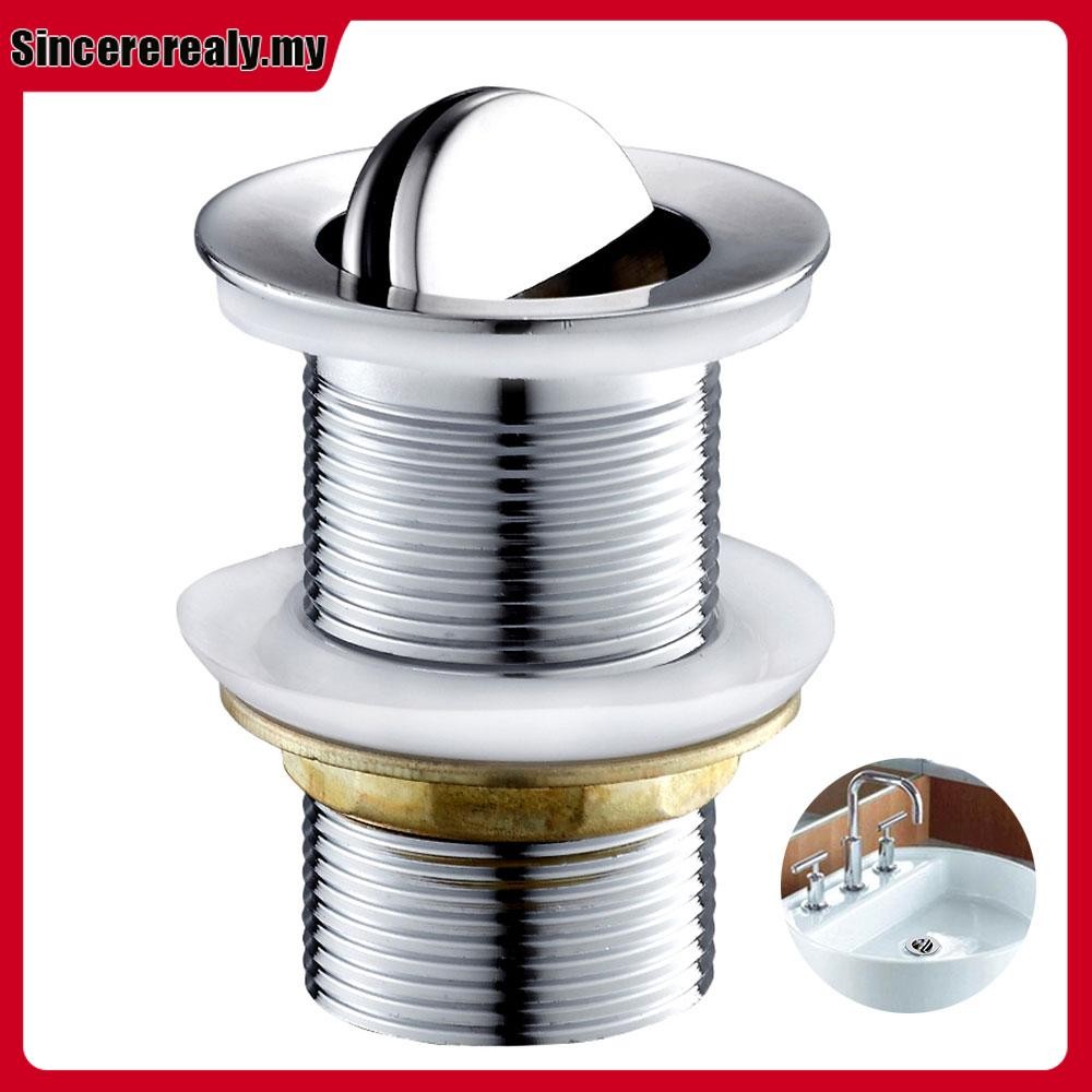 Flip Top Unslotted Basin Sink Waste Push Button Swivel Solid Brass with ...