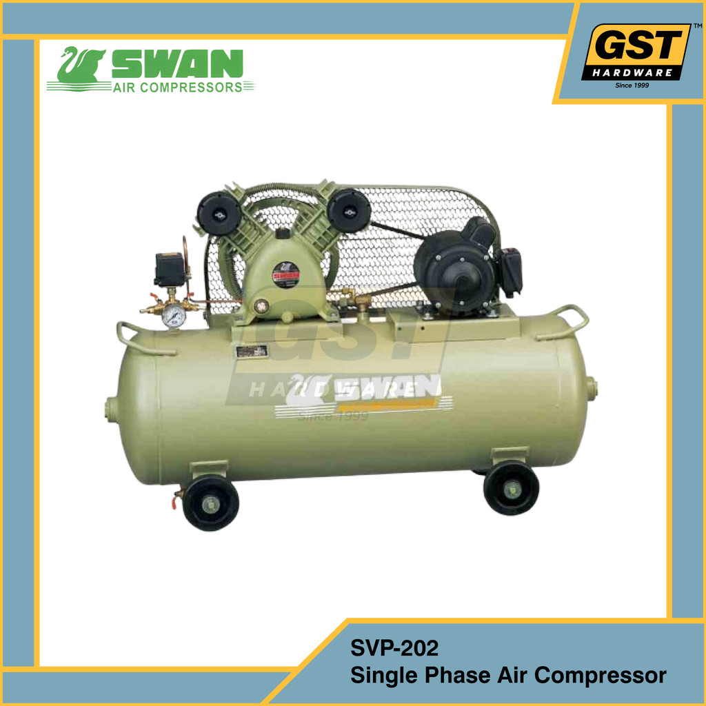 Swan SVP202 Reciprocal Single Phase Air Compressor 1.5kW 2HP 85Liter ...