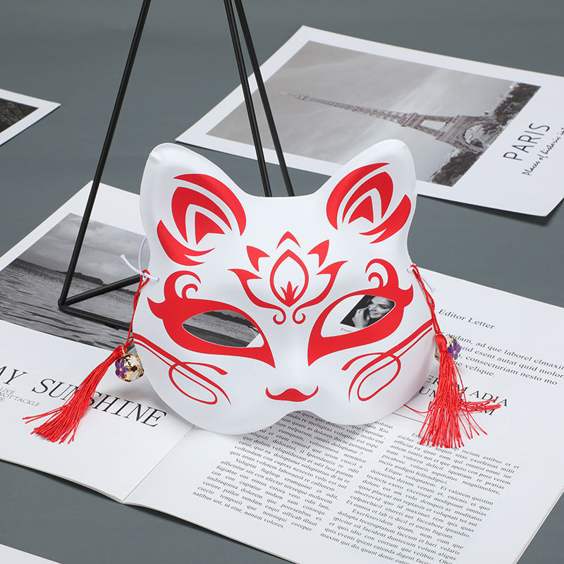 Cat Face Fox Mask Female Hand-Painted Mask Half-Face Antique Anime Two ...
