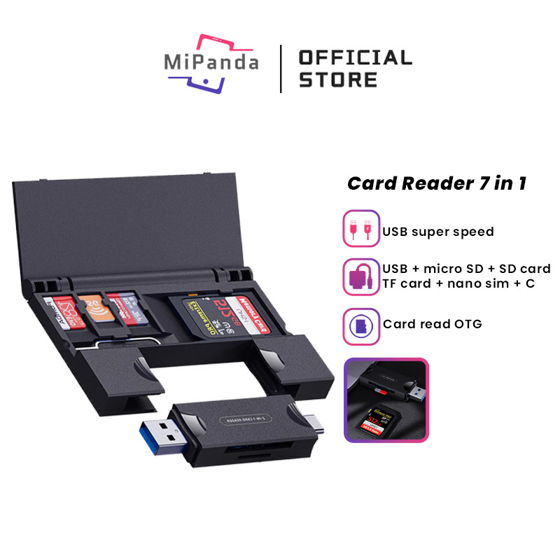 Mipanda Multi-function Card Organizer 7 IN 1 Data Card SD With OTG Card Reader USB2.0 Type-C ...