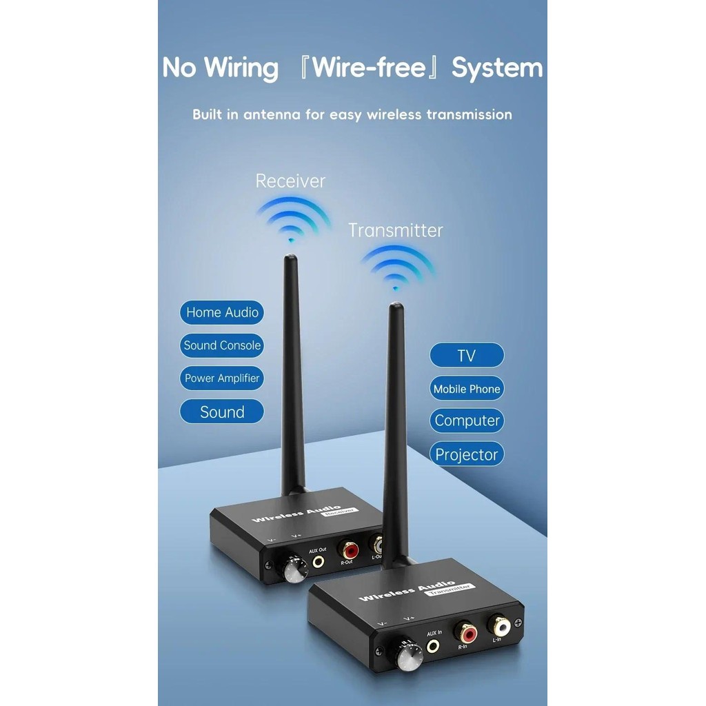 50M Wireless Audio Transmitter and Receiver 5.8G 2.4G Wireless R/L RCA+ ...