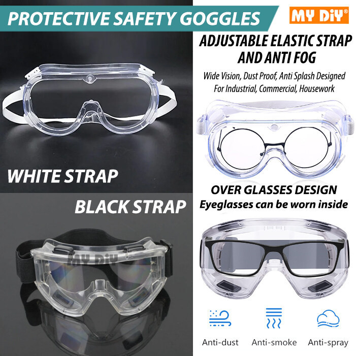ADJUSTABLE PVC CLEAR EYES PROTECTIVE SAFETY GOGGLES ANTI FOG, CLEAR ...