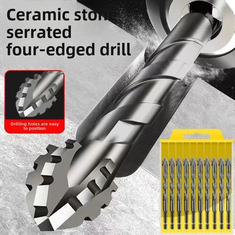 New four-edged serrated eccentric drill bit for dry drilling full ceramic tiles ceramic glass ...