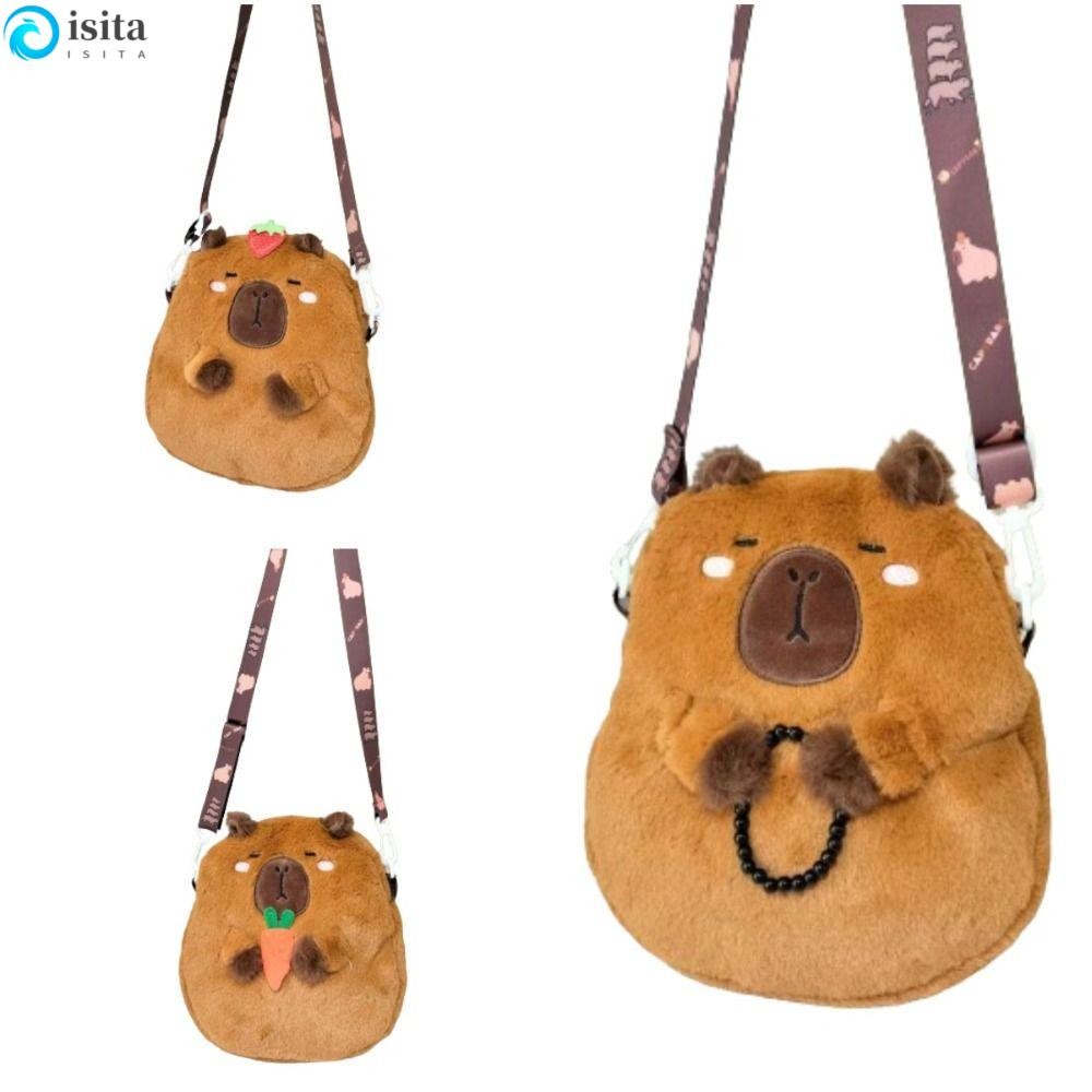 ISITA Capybara Plush Shoulder Bag, Zipper Animal Cartoon Capybara ...