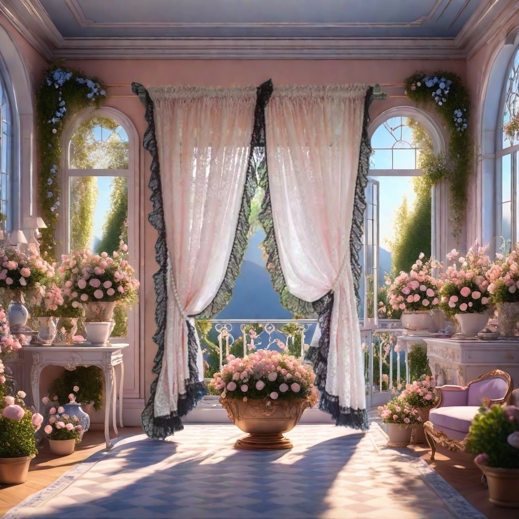 Blush Pink Lace Sheer Curtain Light Filtering Window Drapes Florals ...