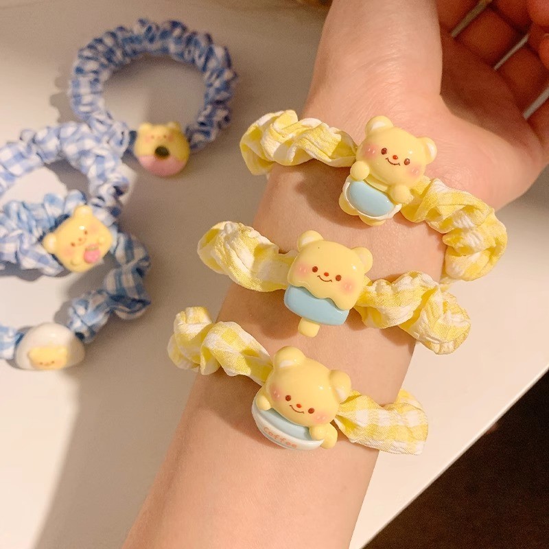 Butter Jam~Cute Little Bear Scrunchy Hair Ring Female High-End Rubber ...