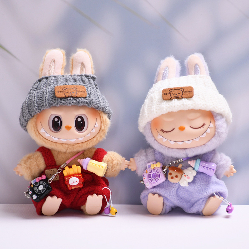 17cm Labubu Clothes Baby Bottle Overalls Set Labubu Doll Baby Clothes ...