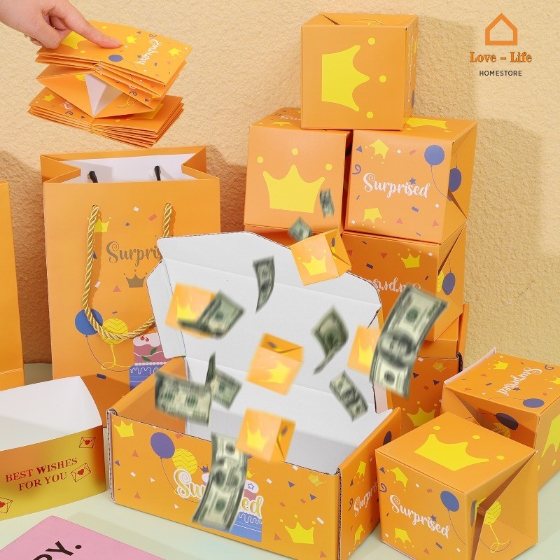 Birthday Surprise Bounce Box - DIY Folding Paper Pop-Up Explosion Gift ...