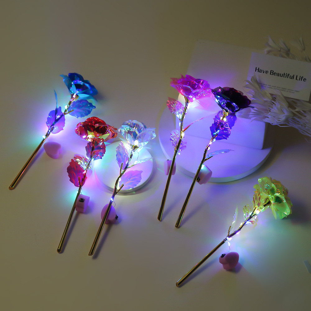 Gold Foil Colored Gold Colorful Roses for Mother Couple Valentine's Day ...