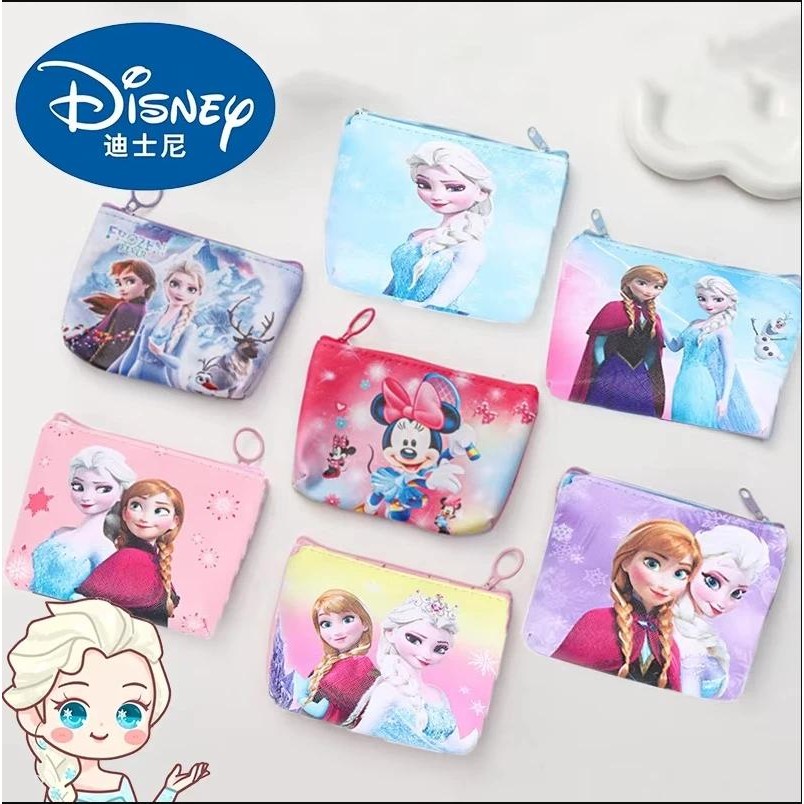 Disney Mickey Mouse Zero Wallet Cartoon Frozen Elsa Mini zipper Zero ...