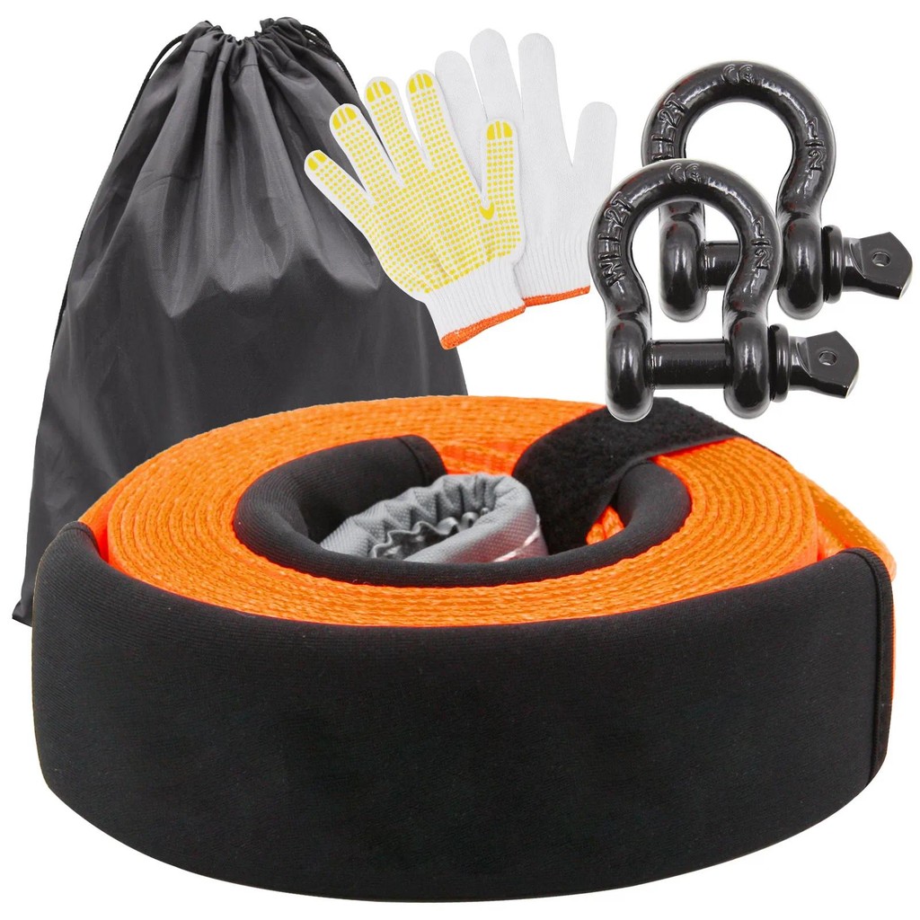 5M Heavy Duty 5 Ton Car Tow Cable Towing Pull Rope Strap Hooks Van Road ...