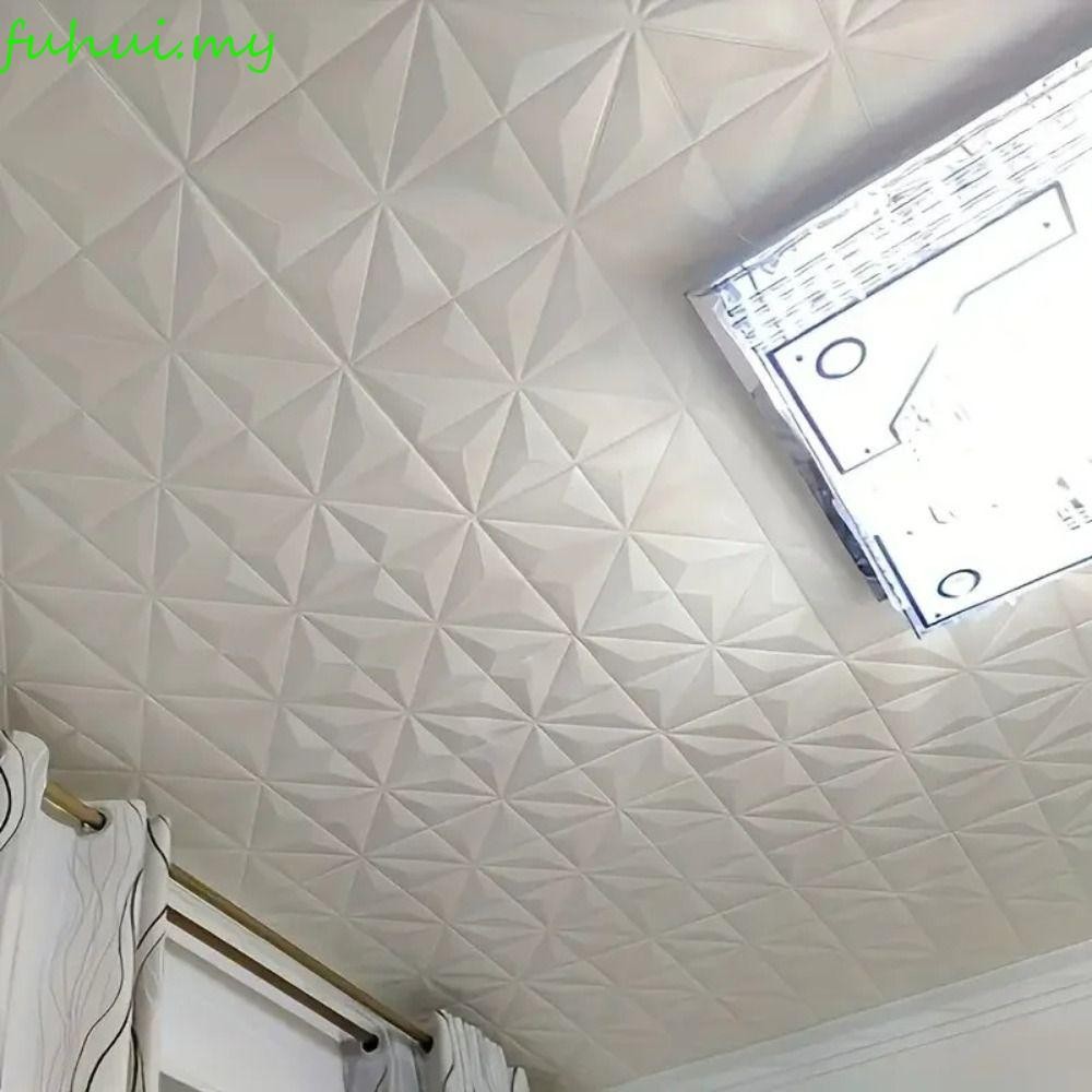 FUHUI 3D Wall Panel, White Foam Brick Non-self-adhesive Wall Sticker ...