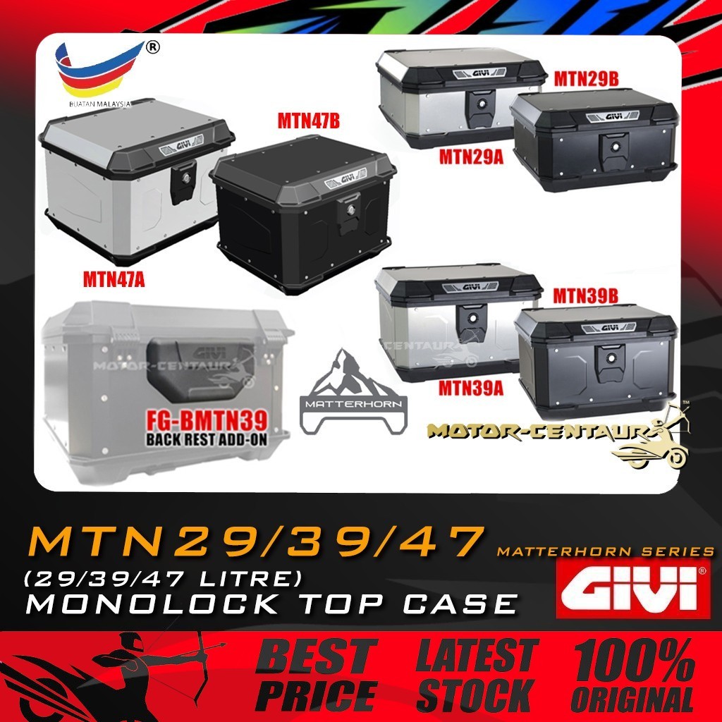 KOTAK/BOX GIVI TREKKER MATTERHORN MONOLOCK ALUMINIUM TOP CASE MTN47 ...