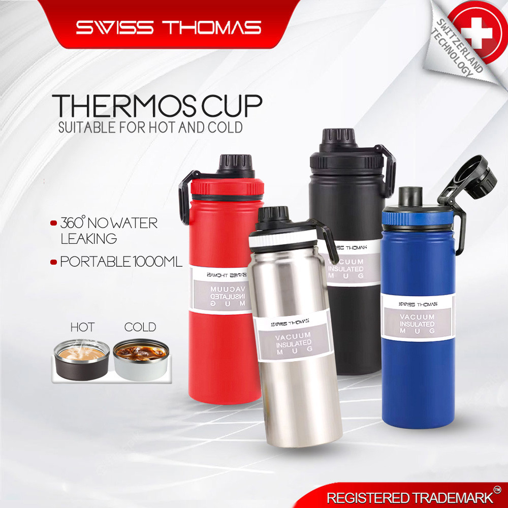 SWISS THOMAS Bottle Stainless Steel Thermos Flask Tumbler Double Wall ...