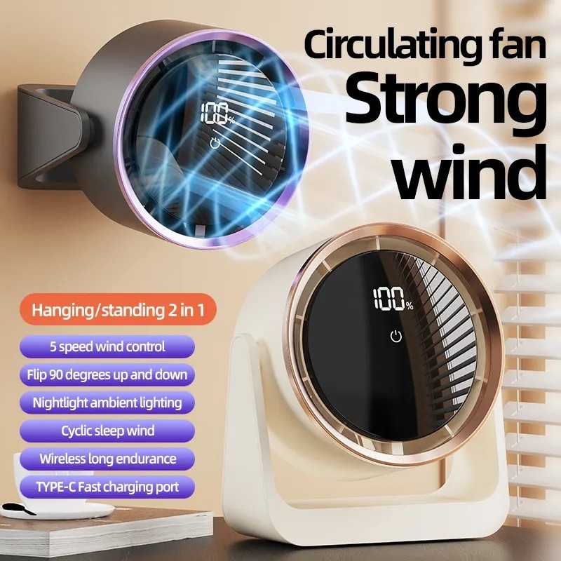Quite Desk Fan High-Speed 5 Speed Cooling Fan Settings 90° Adjustable ...