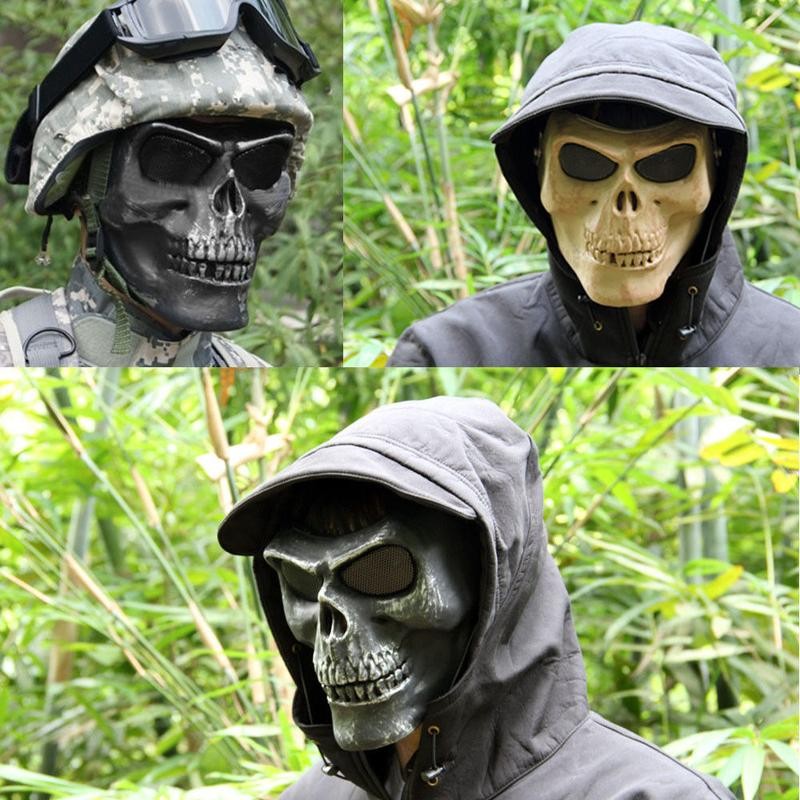Skeleton Half Face Mask Motorcycle Costume Halloween Party Airsoft ...