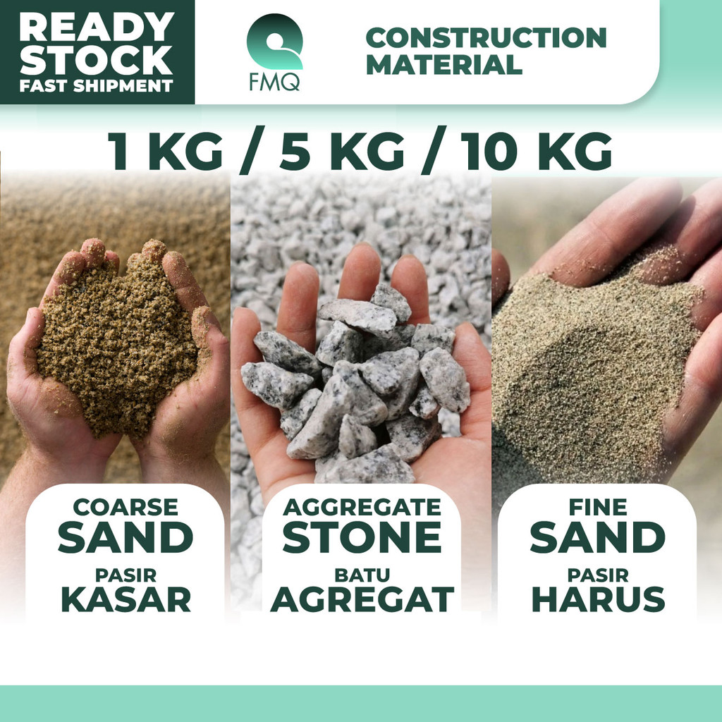 1KG Sungai Stone Batu Concrete Konkrit Batu Buat Lantai Decor Garden ...