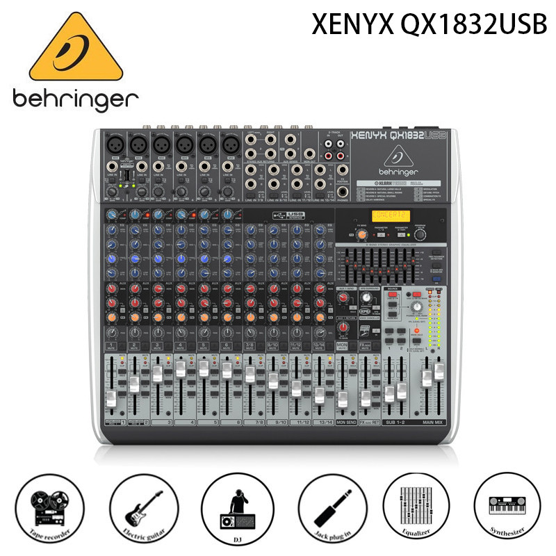 Behringer XENYX QX1832USB Premium 18-Input 3/2-Bus Mixer with XENYX Mic ...