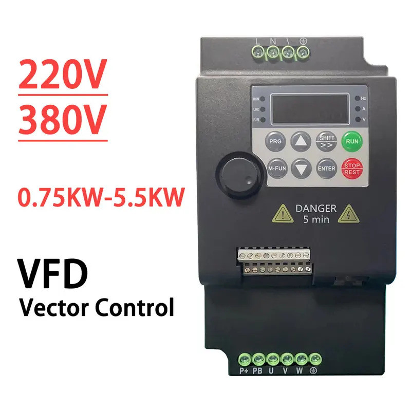 220V 380V VFD Variable Frequency Drive Inverter 0.75/1.5/2.2/3.7/4/5 ...