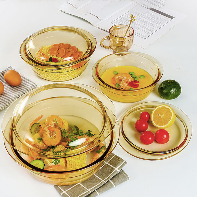 HWHOME Borosilicate Glass Bakeware Crystal Pot Microwave Oven Safe ...