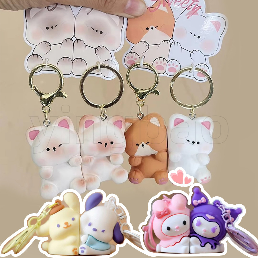 2 Pcs/set Magnetic Siamese Cat Doll Keychain Sanrio Kuromi Melody ...