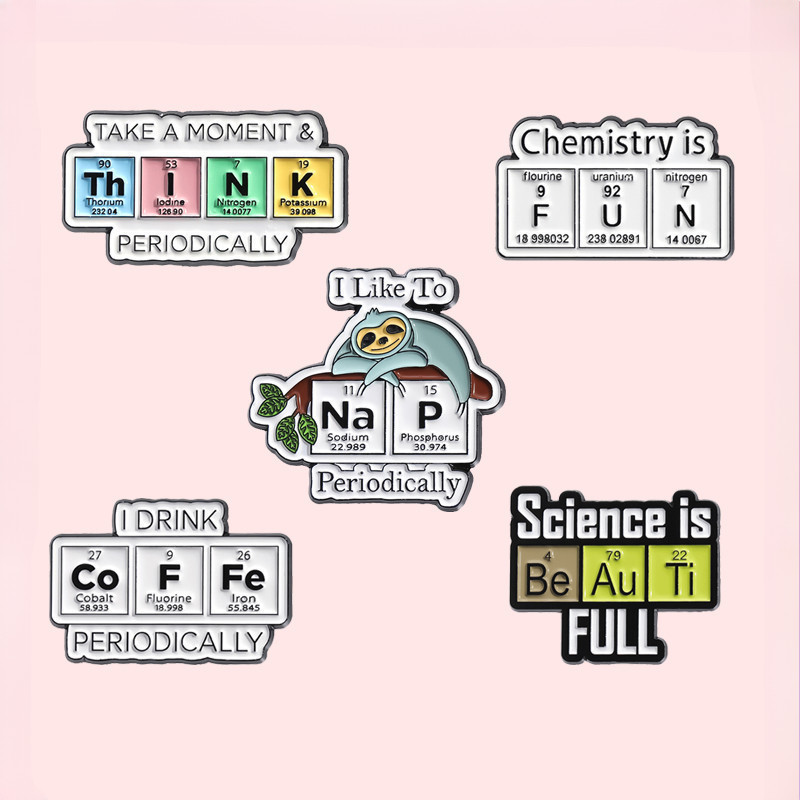Periodic Table of Chemical Elements Enamel Brooch Cute Sloth Backpack ...