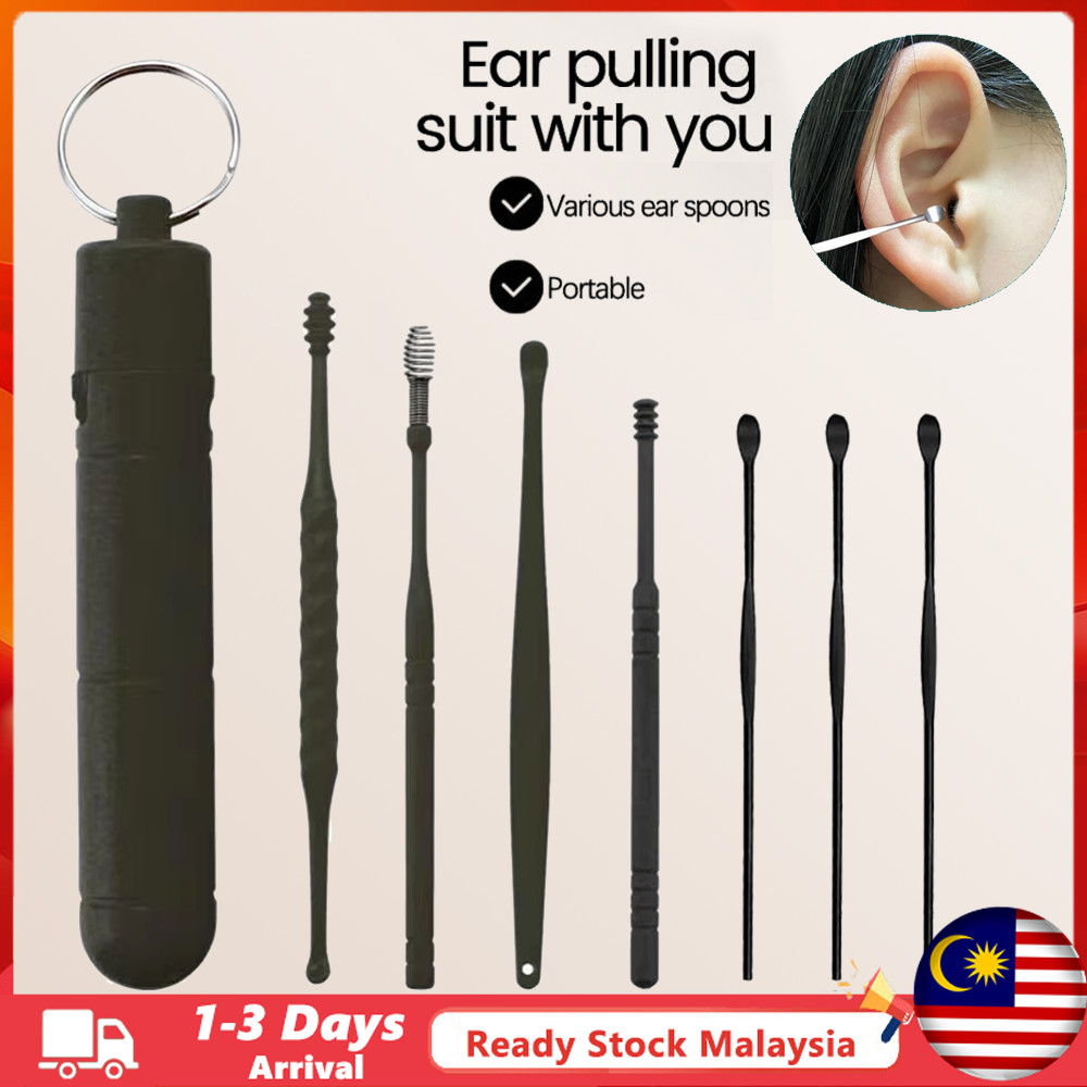 (Malaysia Stock) Kit 7pcs Ear Cleaner Earwax Removal Tool ABS Earpick ...