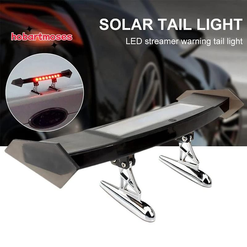Mini Small Solar Car LED Rear Spoiler Wing GT Style Car Warning Lamp ...