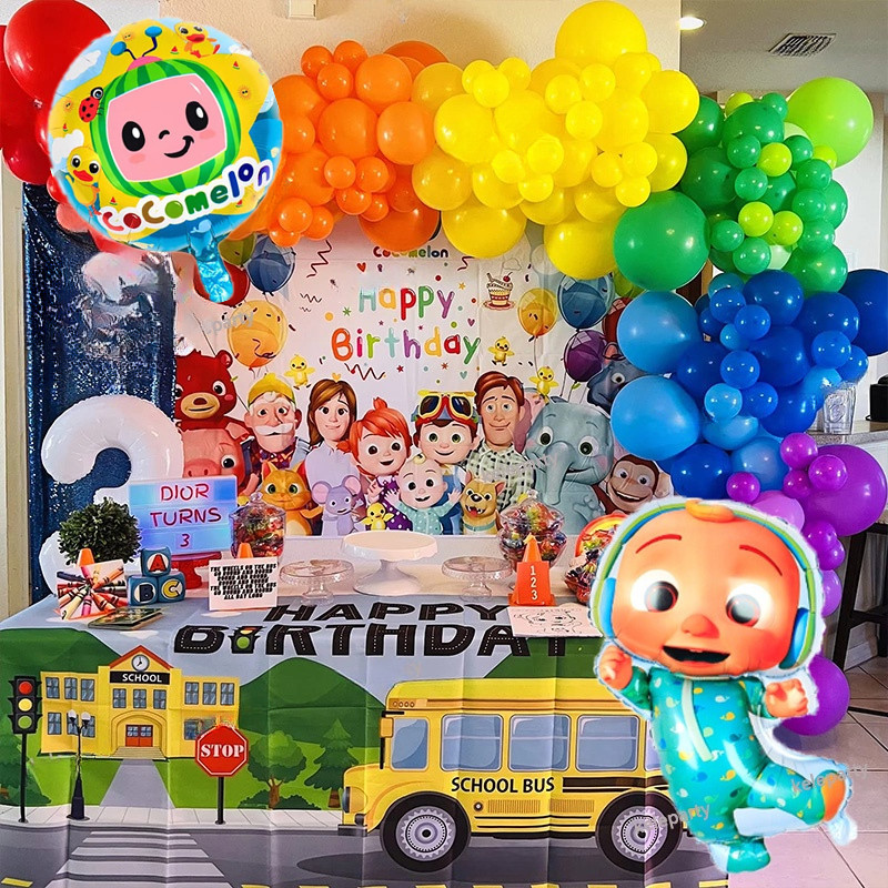 104pcs Cocomelon Theme Mix Balloons Multicolor Colorful Rainbow Latex ...