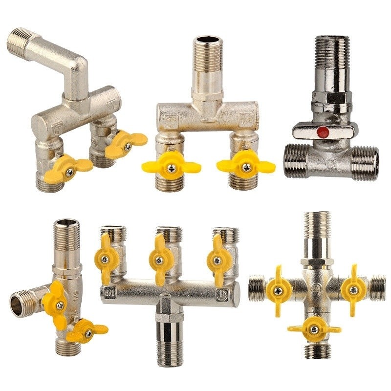 Household Switch Three-Way Water Pipe 6-Point Water Divider Washing ...