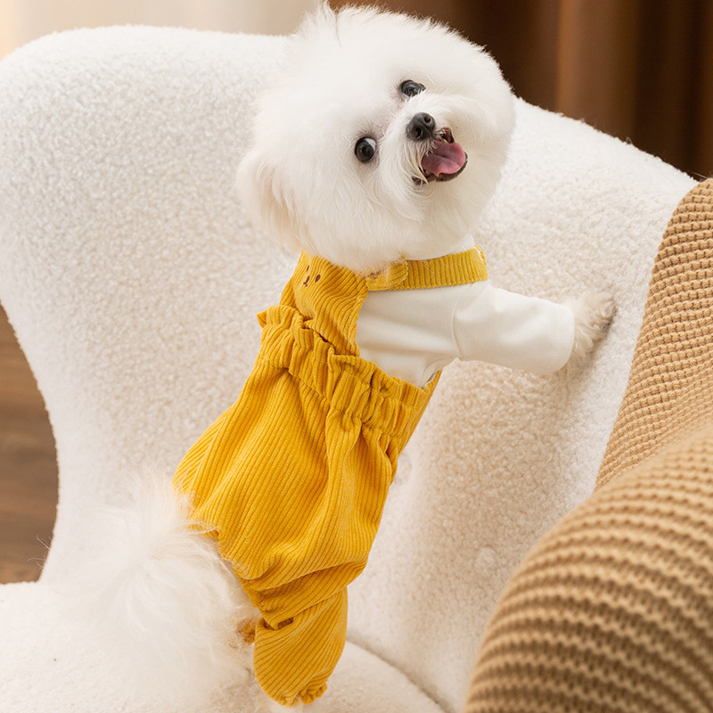 Corduroy Pet Clothes Harness Dog Jumpsuit for Shih Tzu Winter Dog ...