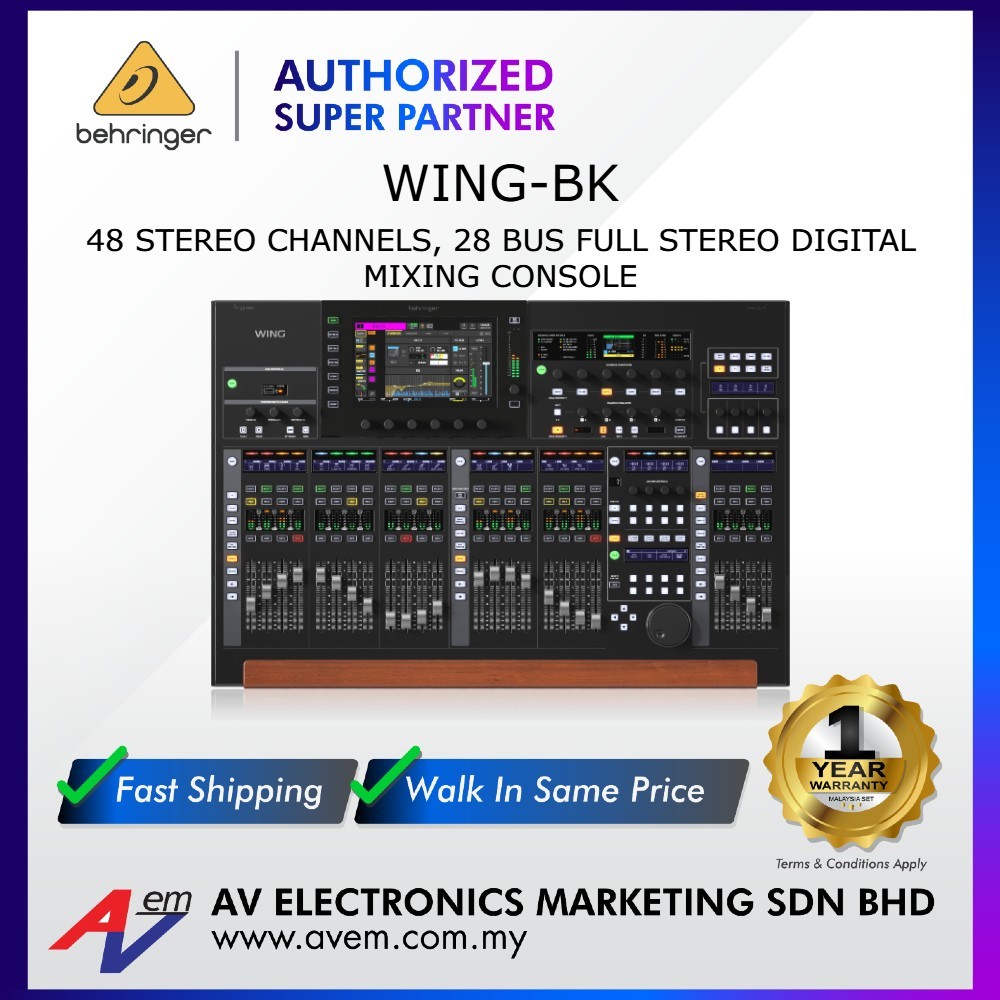 Behringer WING-BK 48-Stereo Channel Digital Mixer c/w 10" Touchscreen (Black) | Shopee Malaysia