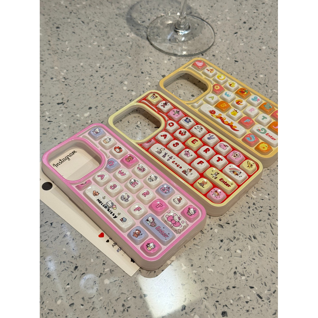 New Ins Yellow Cute Bear Pattern Keyboard Phone Case Anti-Fall Phone ...
