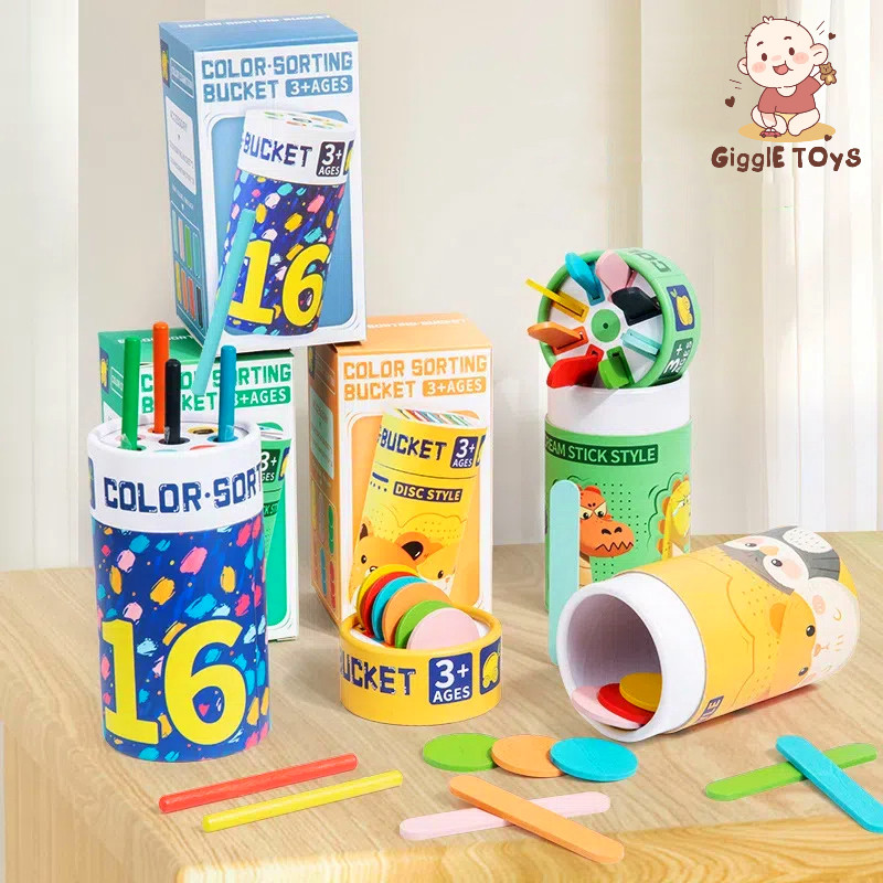 Montessori Color & Shape Sorting Toy, Wooden Preschool Learning Game ...