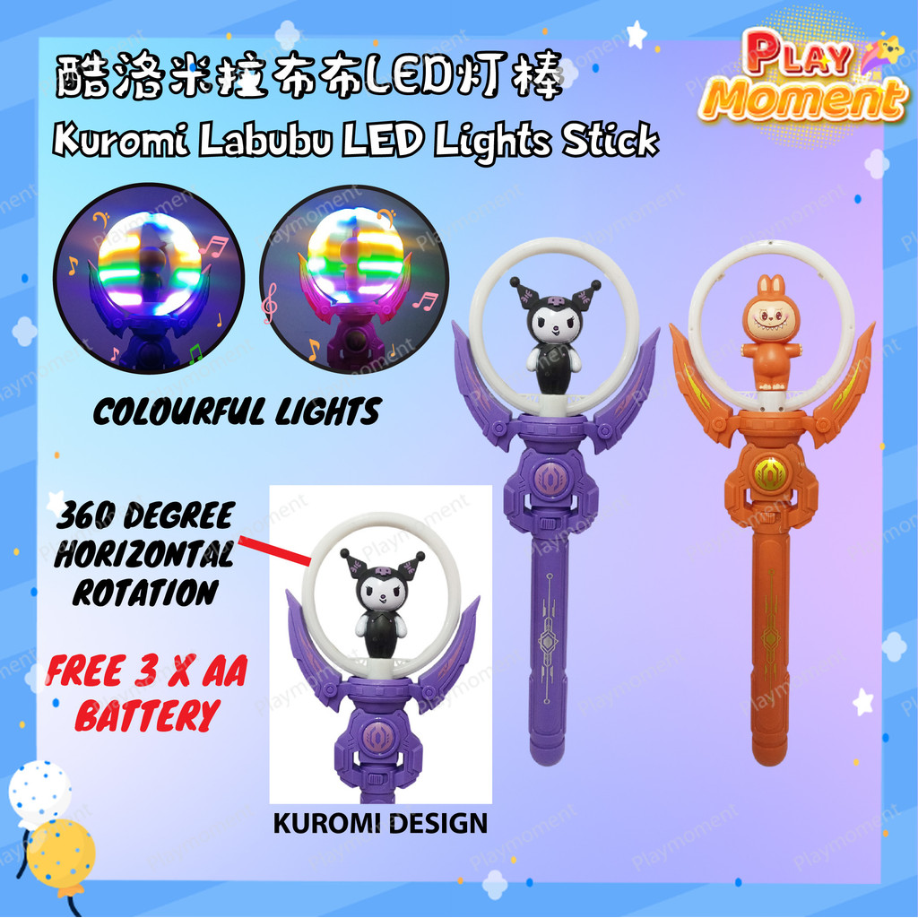[Music & Colorful LED] Kuromi Labubu Light Stick 360 Degree Rotation ...