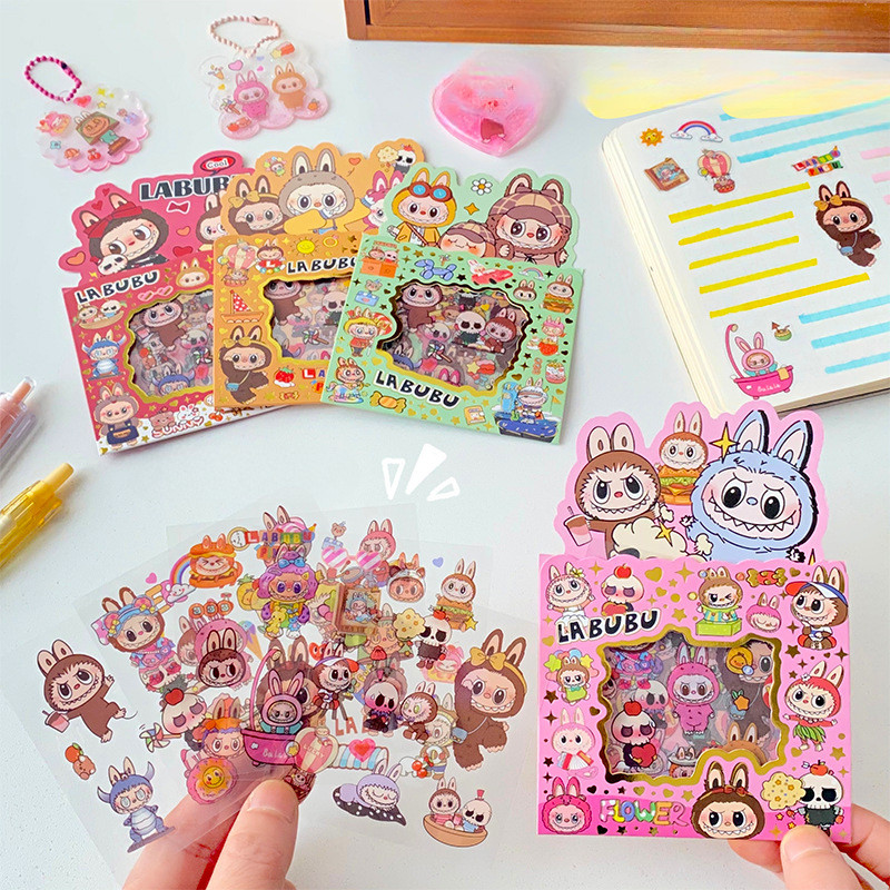 5 Ssheets/bag Cartoon Cute Elf LABUBU Series PET Sticker Pack for ...