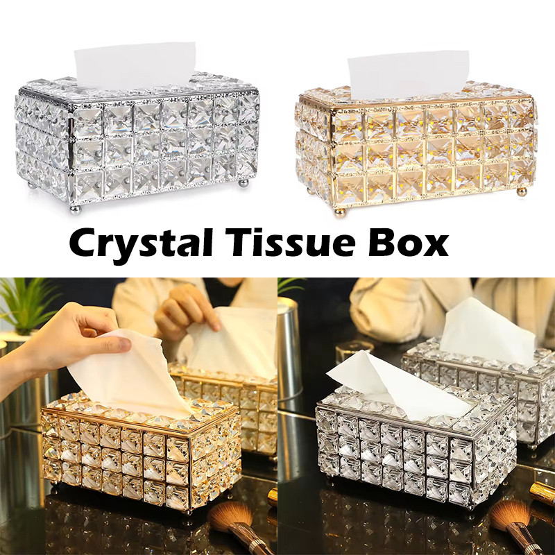 Luxury Crystal Tissue Box Paper Holder Tissue Holder Box Tissue Storage ...