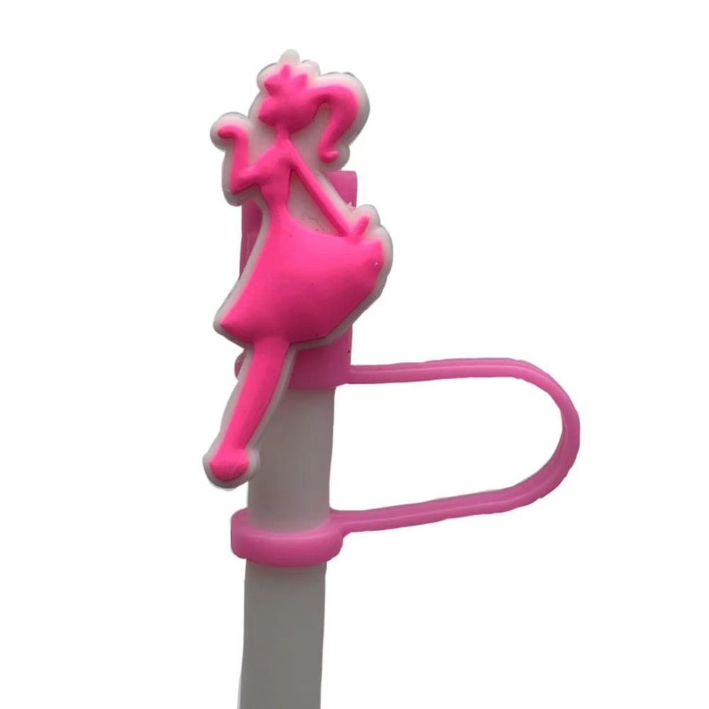 Fashion Pink Sweetheart Cartoon Straw Cover Cute Barbie Pvc Plug ...