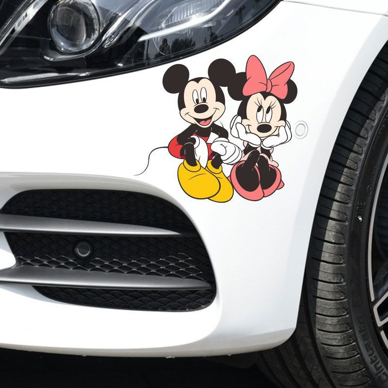 Car sticker Mickey Minnie Couple cute car side door scratch sticker to ...