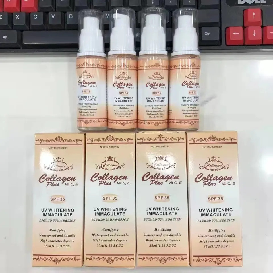 100% original, Collagen Plus Vit E &Vit C Matte & Poreless SPF35 UV Whitening Foundation 35ml ...